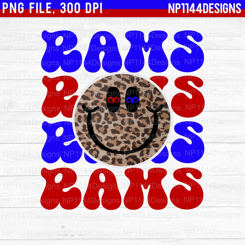 Rams School Mascot Stacked PNG Blue and Red Team Colors - Etsy
