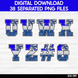 Cheer Alphabet Bundle PNG, Blue Team Spirit, Cheer Sublimation Design ...