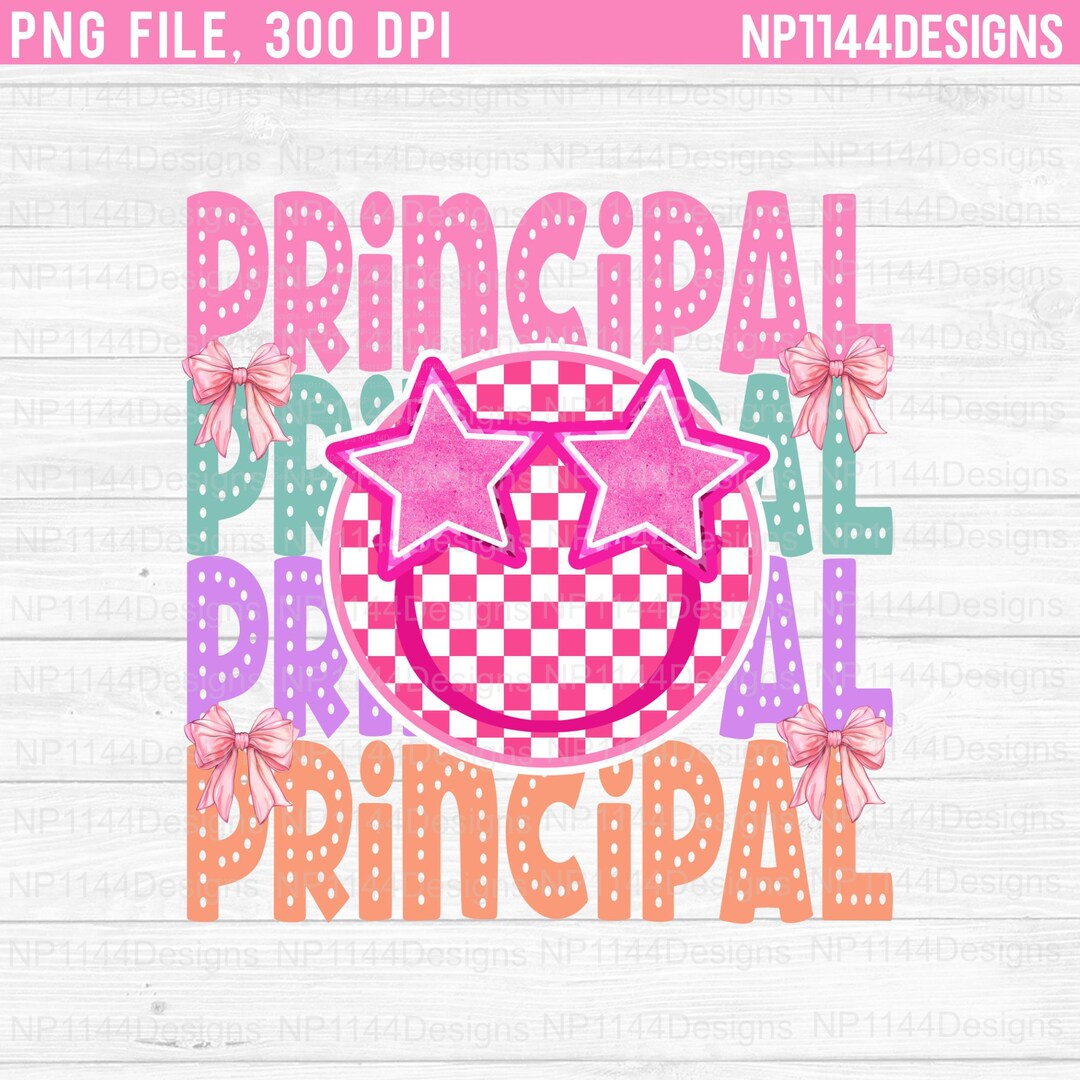 Principal PNG, Preppy Smiley Sublimation Design, Retro, Colorful ...