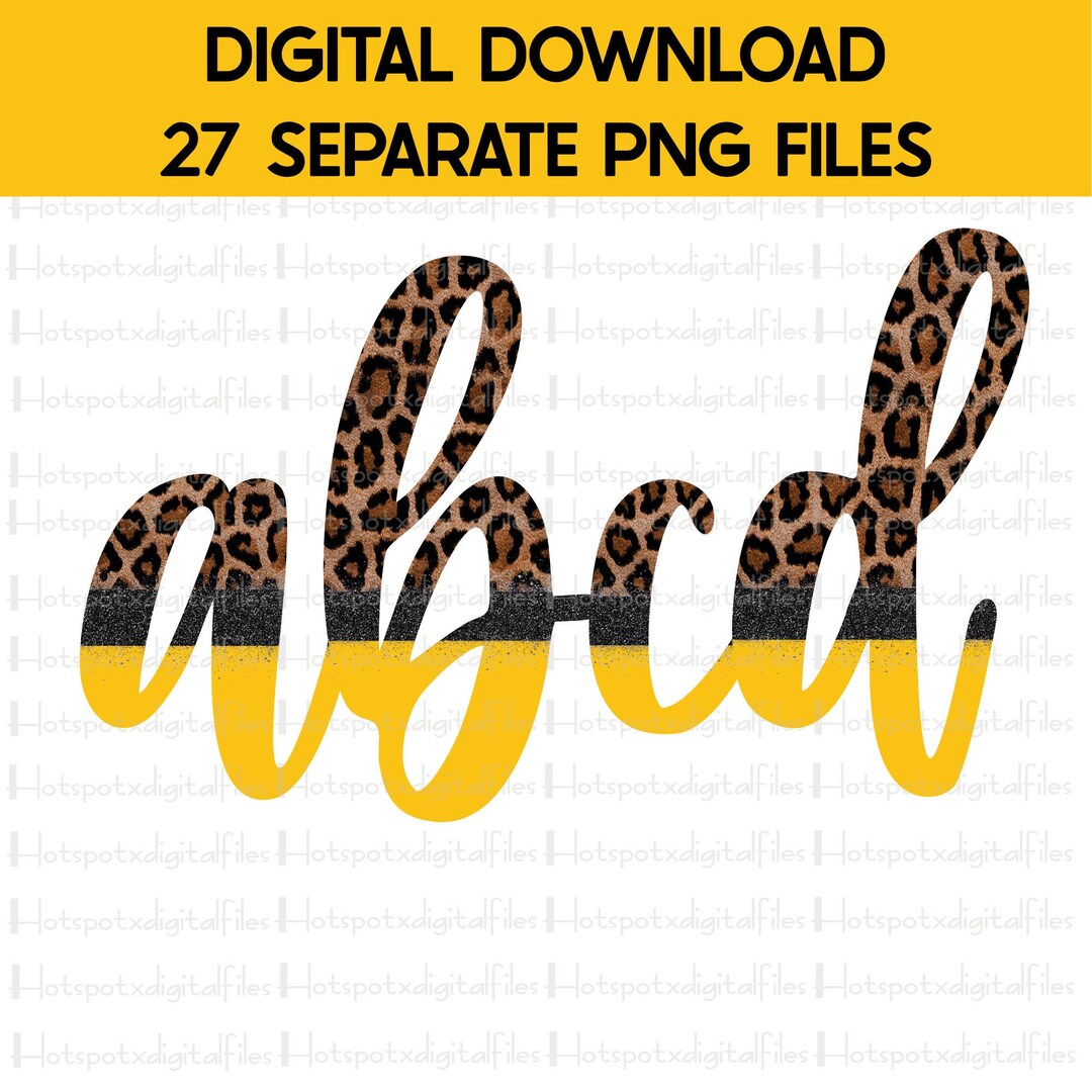 Yellow Black Glitter Leopard Print Alphabet Bundle - Etsy