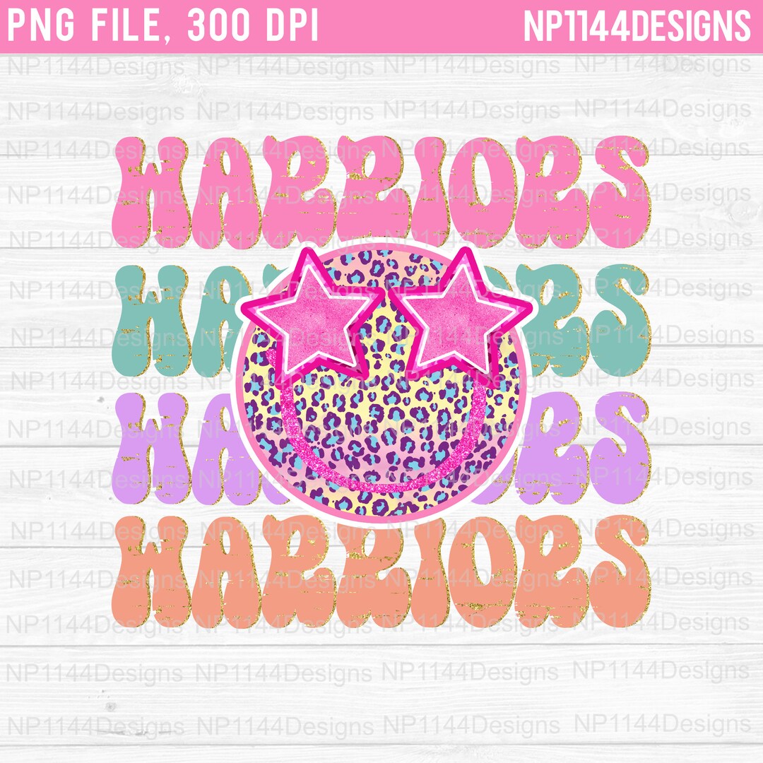 Warriors Preppy Mascot PNG, Preppy Smiley Sublimation Design, Groovy ...