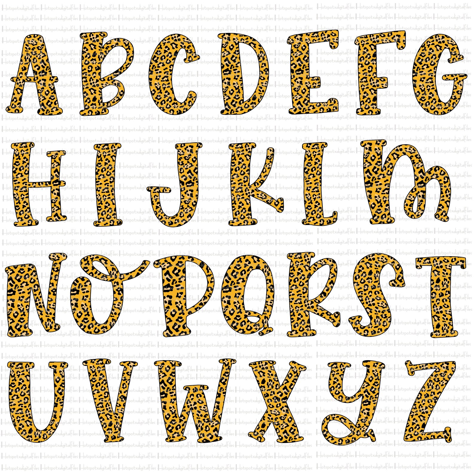 Leopard Alphabet PNG bundle Leopard print PNG Sublimation | Etsy