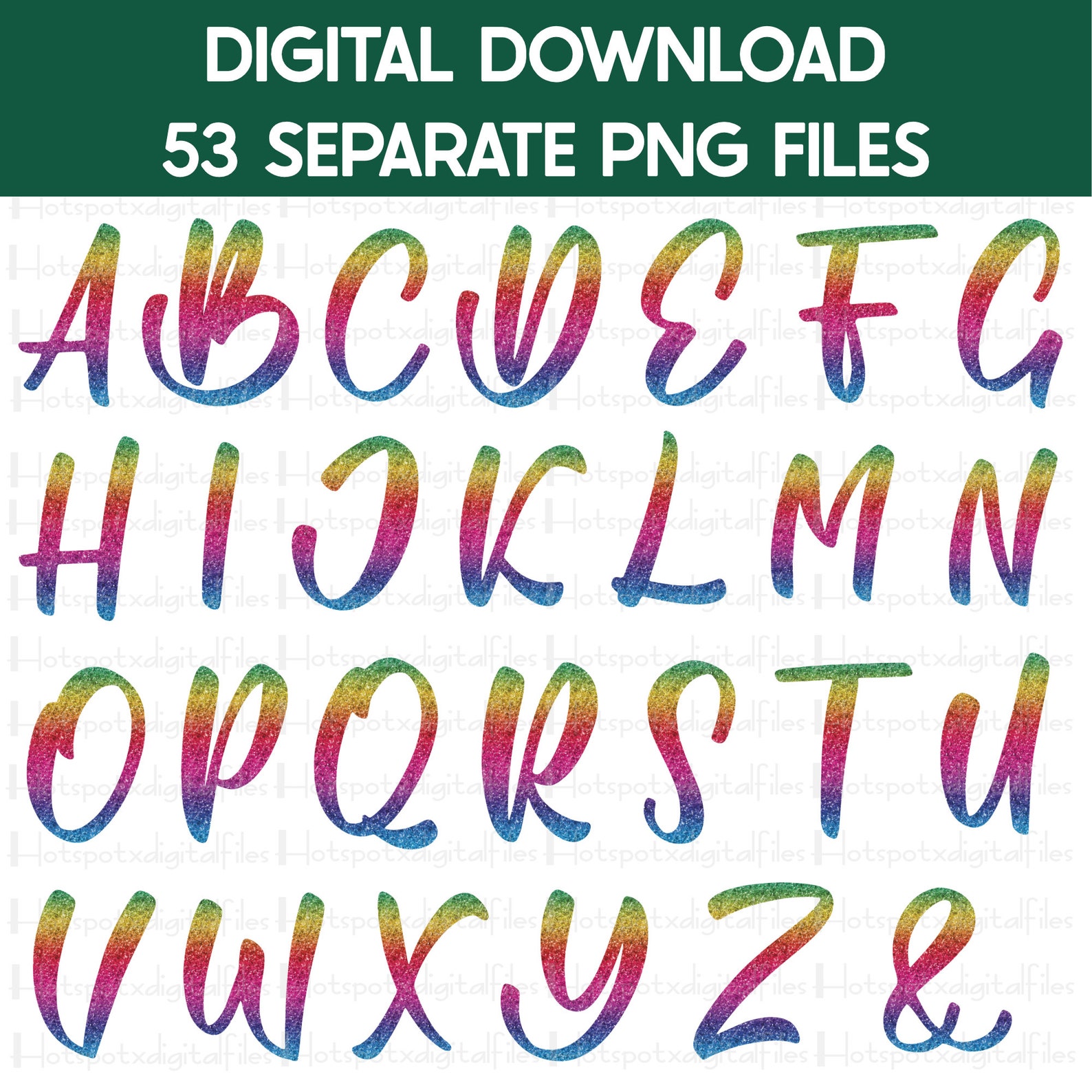 Rainbow Glitter Alphabet Bundle PNG Capital and Small Letters - Etsy