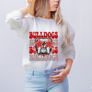 Bulldogs Preppy Mascot PNG, Red Team Spirits, Groovy Sublimation Design ...