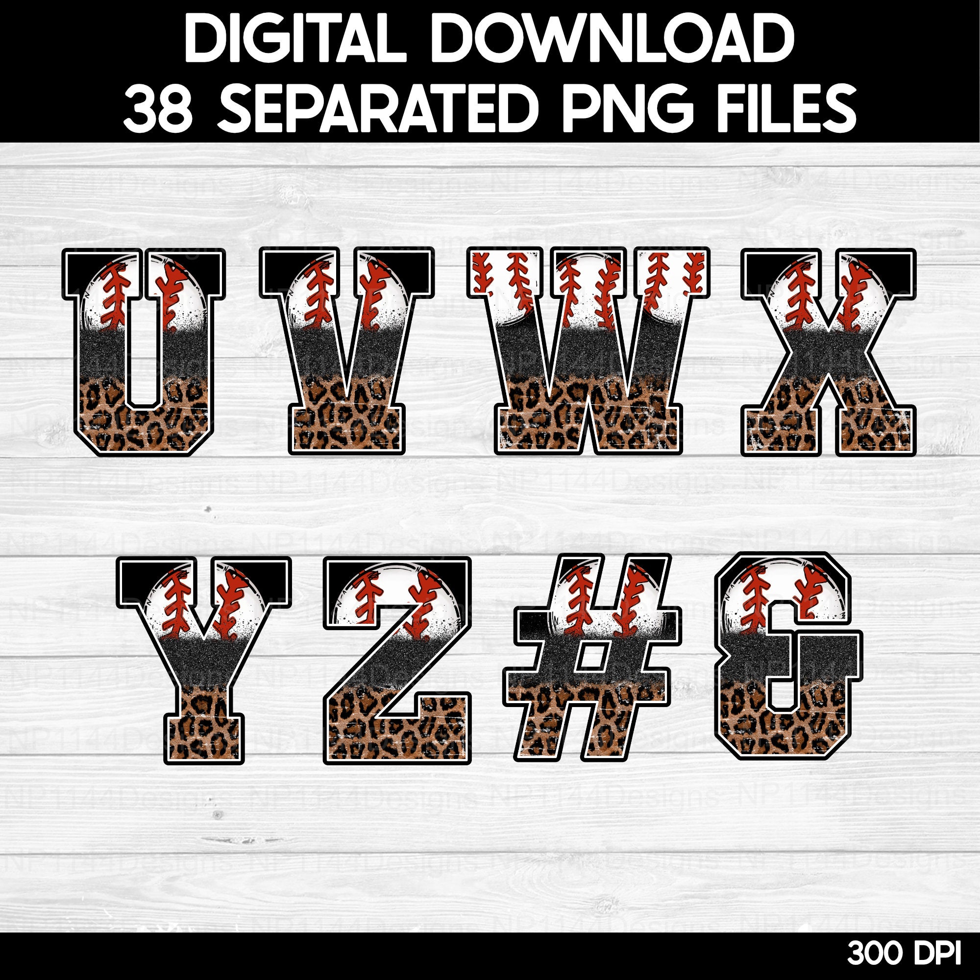 Baseball Leopard Print Alphabet PNG: Varsity Letters and Numbers ...