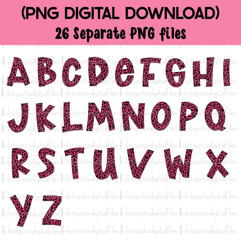 Pink Leopard Alphabet Bundle Leopard Print PNG Sublimation | Etsy