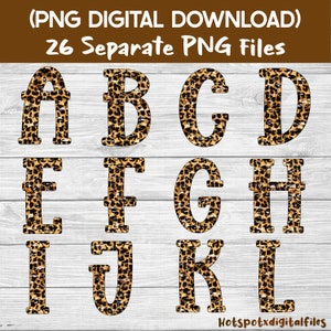 Distressed Cheetah Alphabet Bundle, Sublimation PNG Designs, Vintage ...