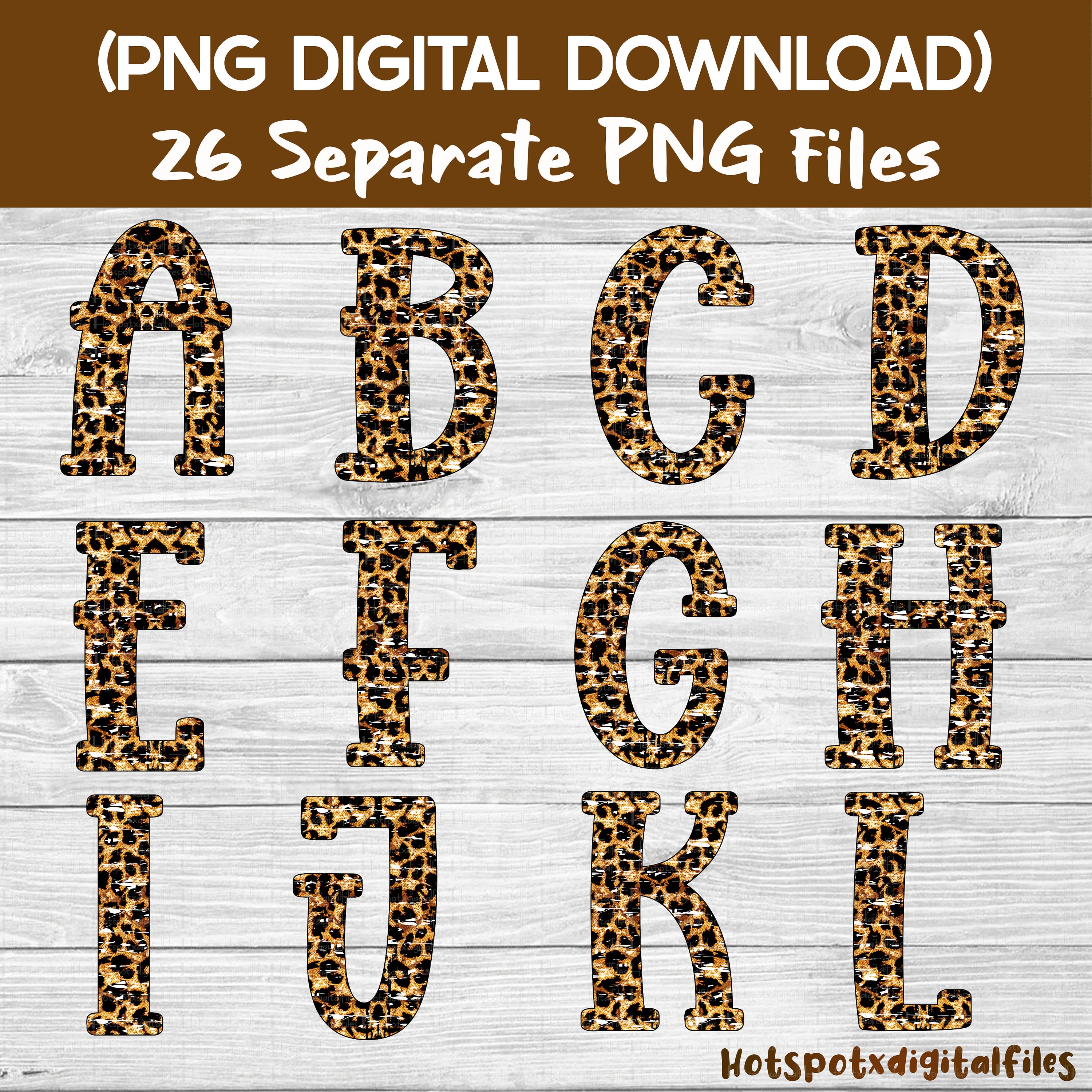 Distressed Cheetah Print Alphabet: Vintage PNG Clipart (digital ...