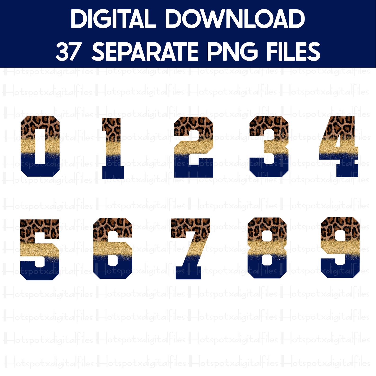 Navy Blue Gold Glitter Leopard Print Alphabet Bundle PNG - Etsy