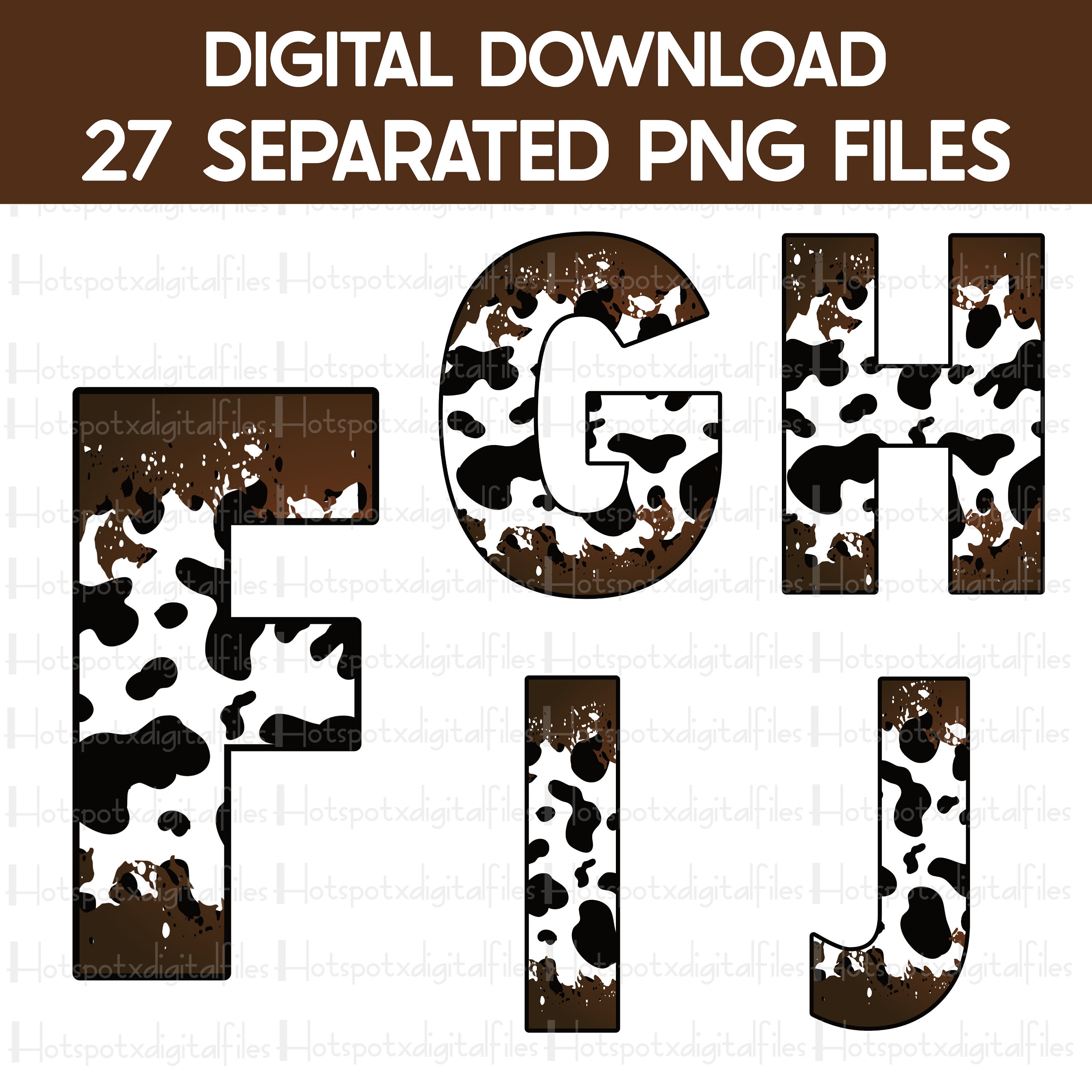 Coffee Cow Print Alphabet Bundle Sublimation PNG Elements - Etsy