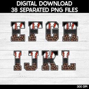 Baseball Leopard Print Alphabet Bundle PNG, Sublimation Letters ...