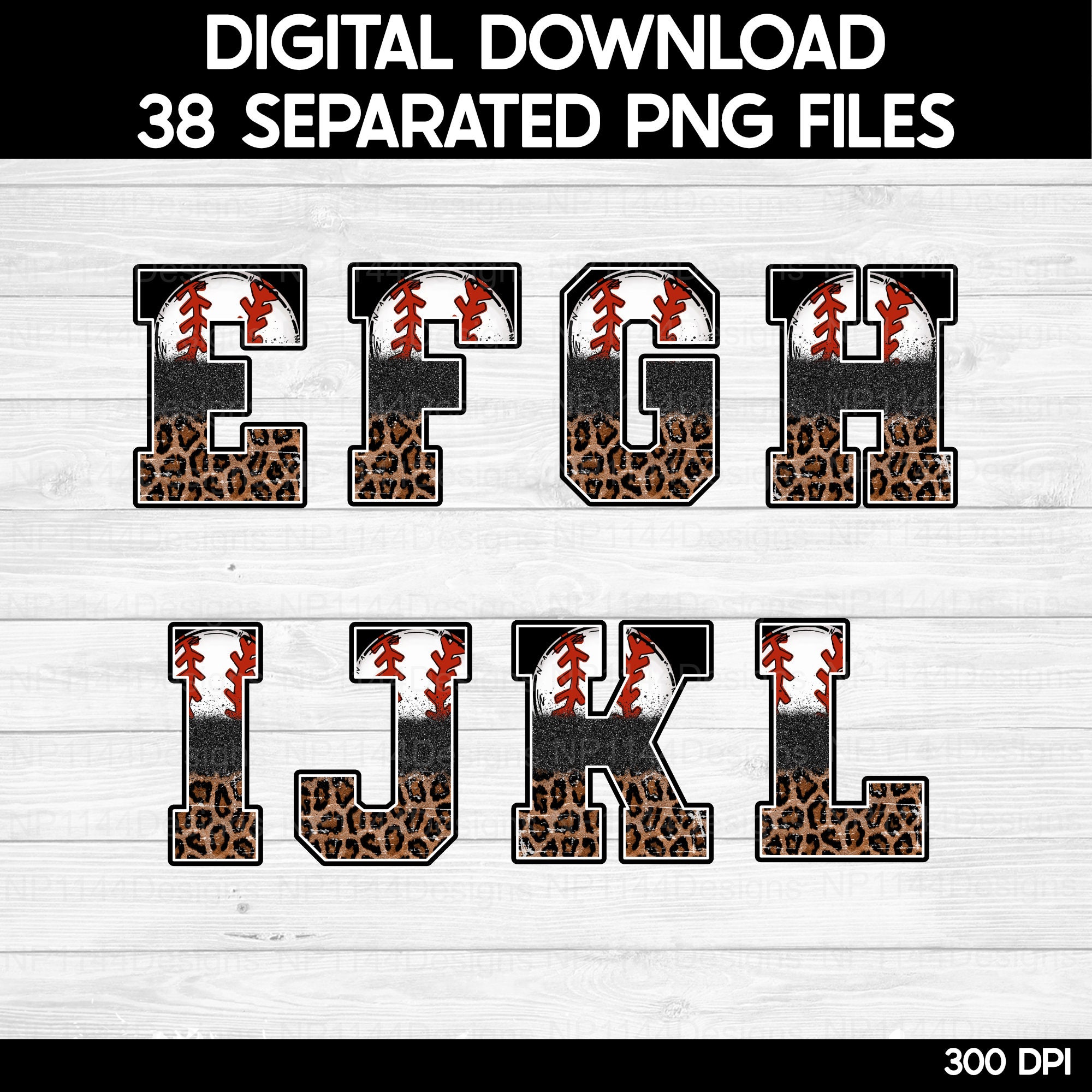 Baseball Leopard Print Alphabet PNG: Varsity Letters and Numbers ...