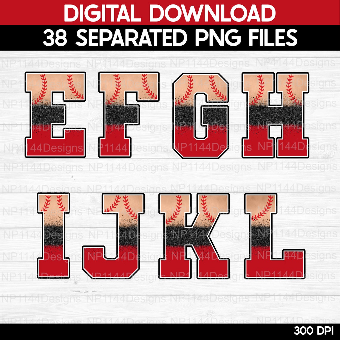 Baseball Alphabet PNG Bundle: Red and Black Varsity Letters (digital ...