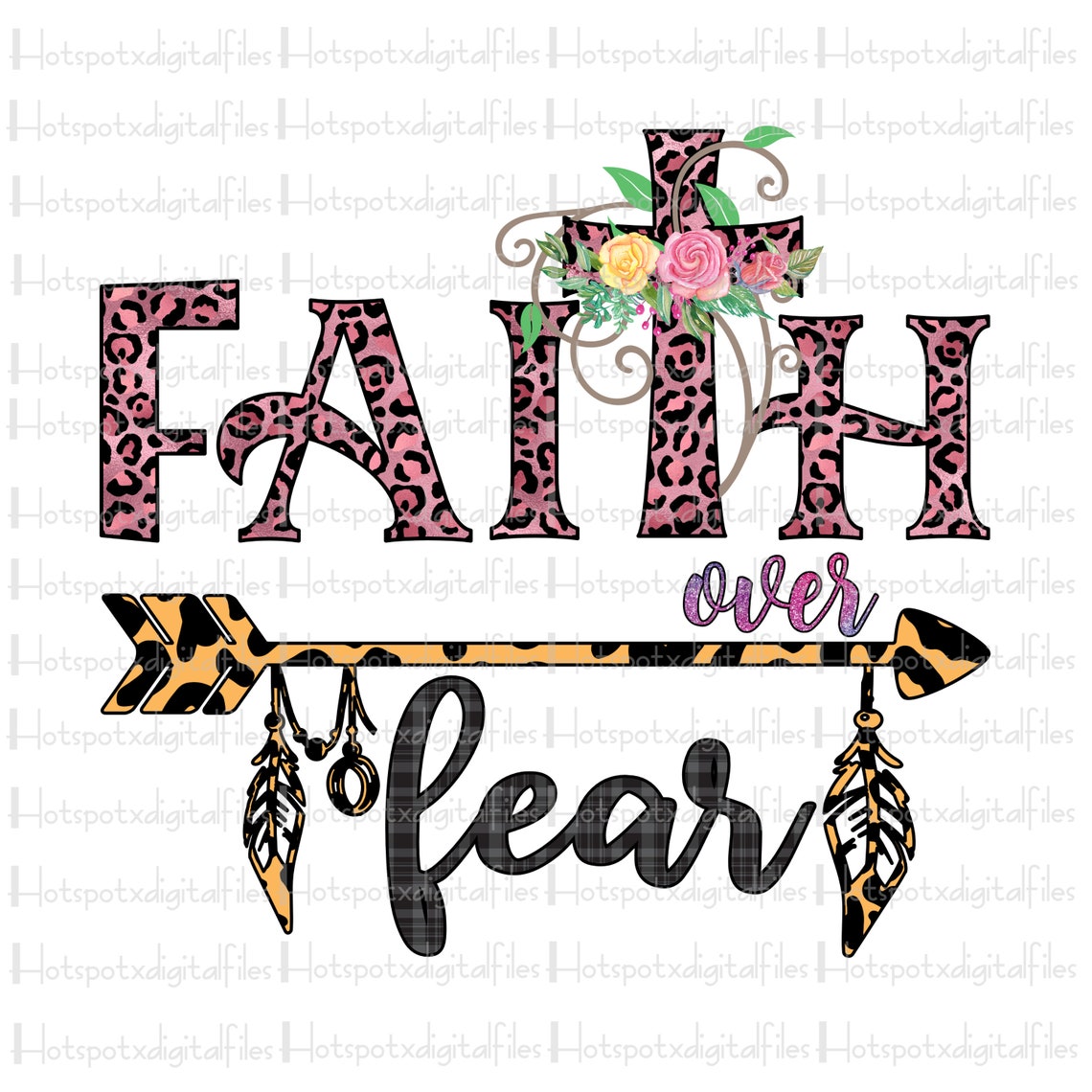 Faith Over Fear PNG Sublimation Designs Downloads Leopard - Etsy