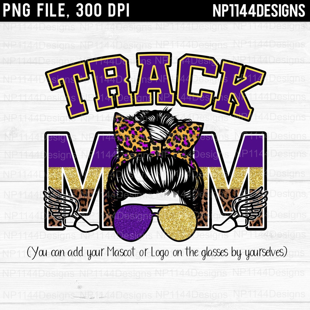 Track Mom PNG: Purple and Gold Team Spirit, Leopard Print Sublimation ...