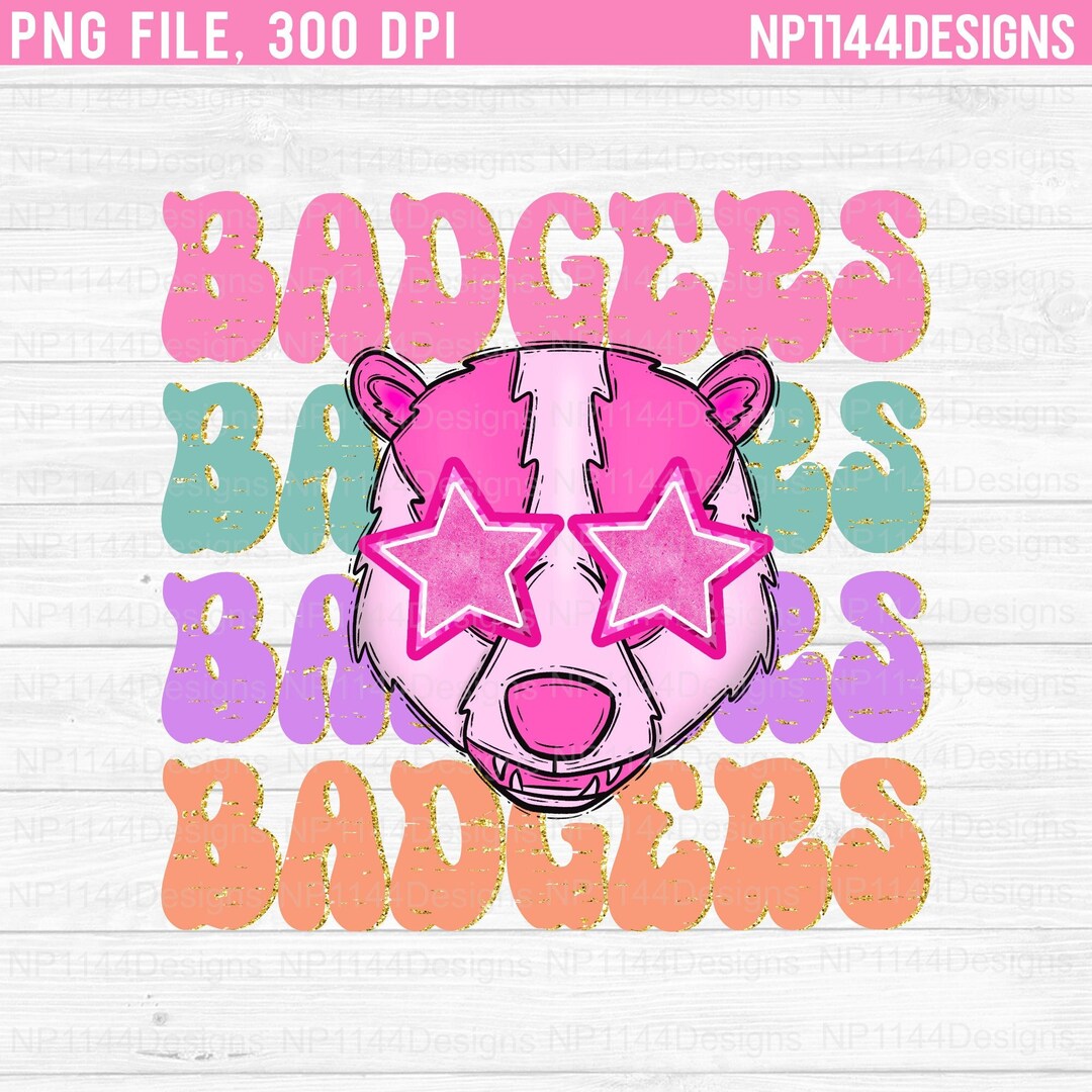 Badgers Preppy Mascot PNG: Pink, School Mascot, Star Eyes Design ...