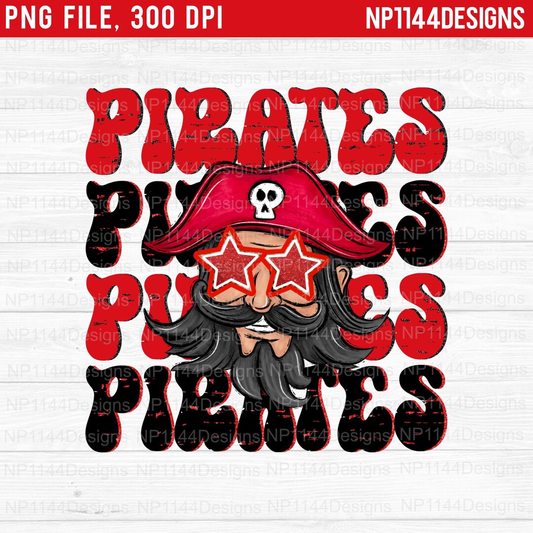 Pirates Preppy Mascot PNG: Red Team Spirit, School Mascot Sublimation ...