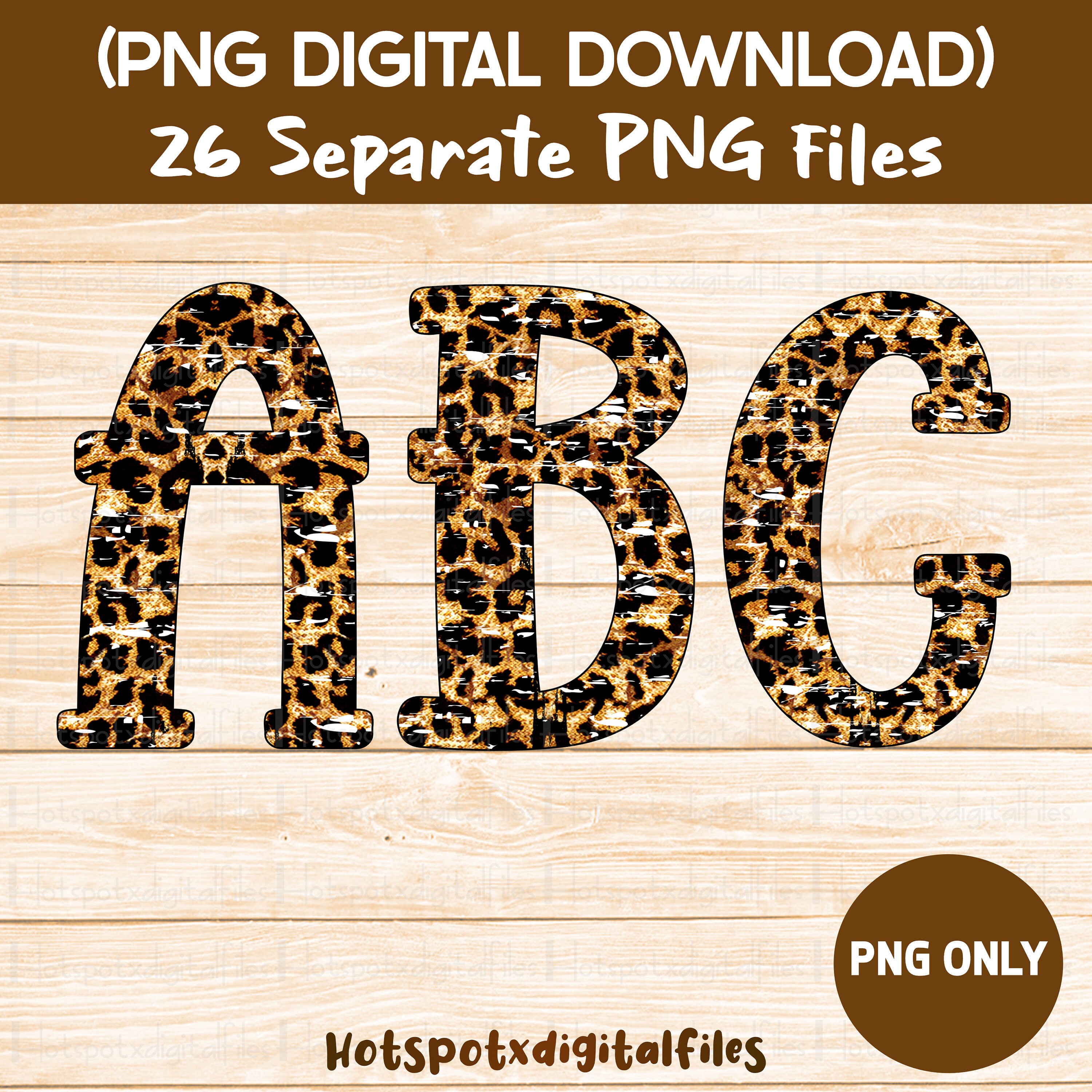 Distressed Cheetah Print Alphabet: Vintage PNG Clipart (digital ...