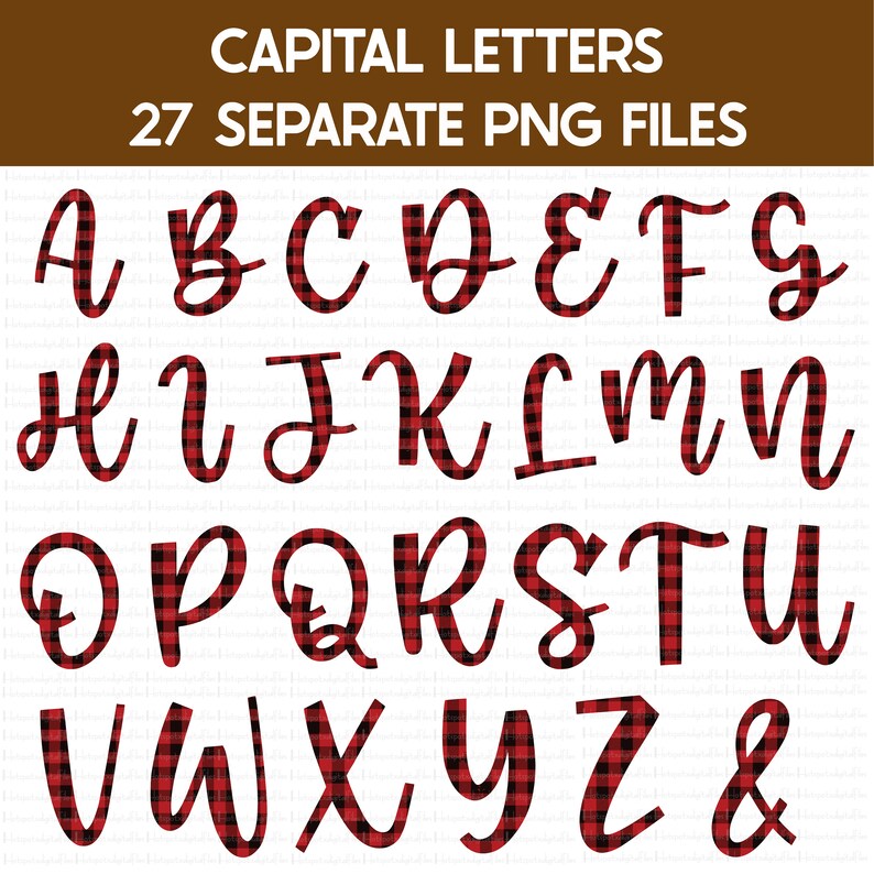 Buffalo Plaid Alphabet PNG Bundle: Uppercase, Lowercase, Ampersand ...