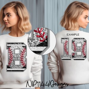 Faux Embroidery Sequin Baseball Letters PNG, Baseball Alphabet Bundle, Sport Letters, Stitched ...