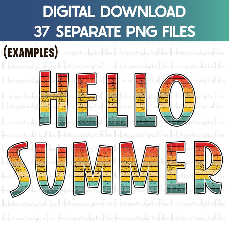 Distressed Retro Summer Alphabet Bundle PNG Sublimation - Etsy