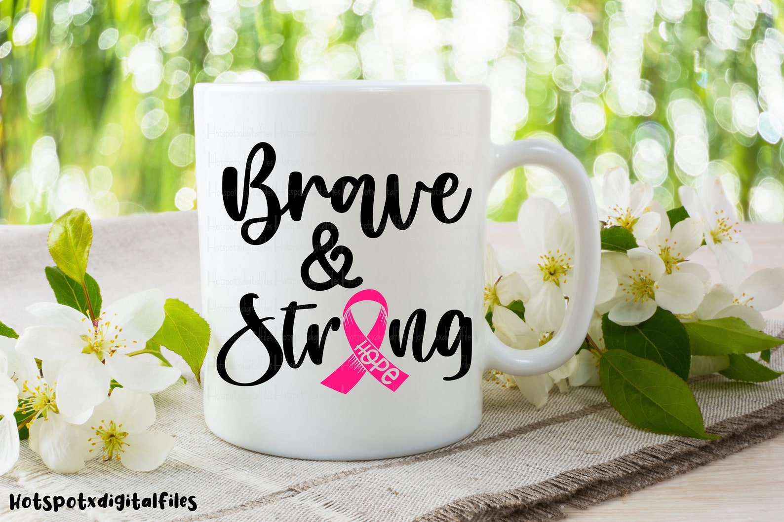 Brave and Strong Cancer Ribbon svg Cancer Awareness svg Pink - Etsy España