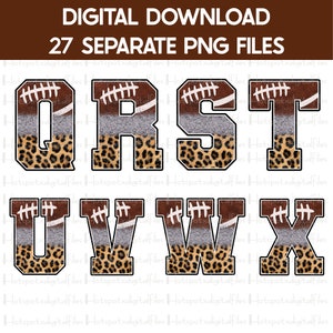 Football Leopard Print Alphabet Bundle PNG, Sublimation Letters ...