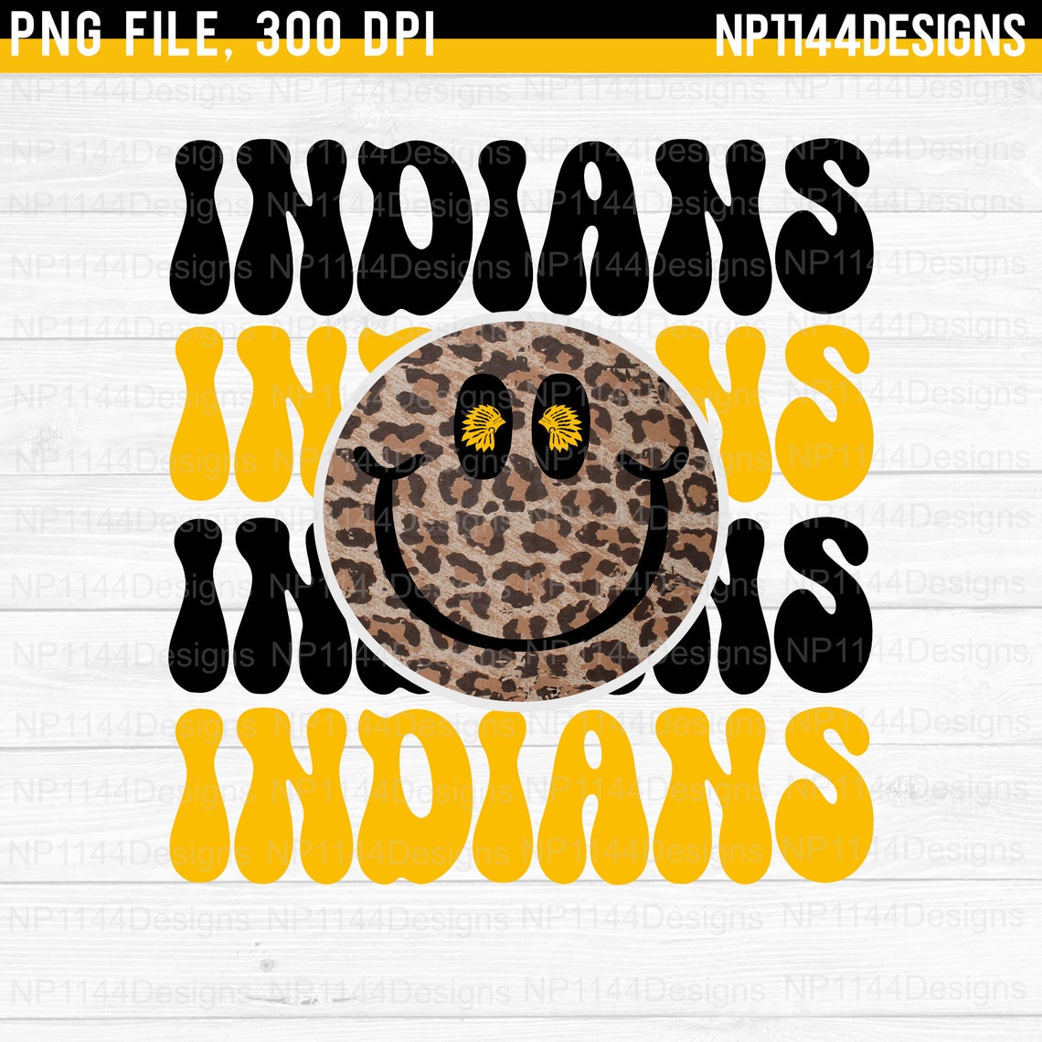 Indians Stacked PNG School Mascots Black and Yellow Gold Team - Etsy