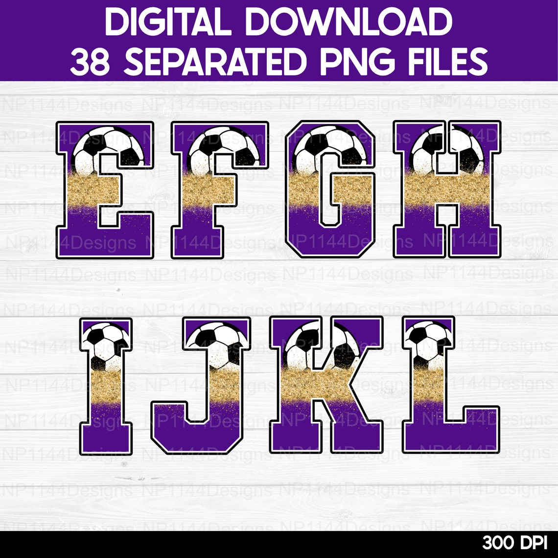 Soccer Alphabet Bundle PNG Purple and Gold Team Colors - Etsy