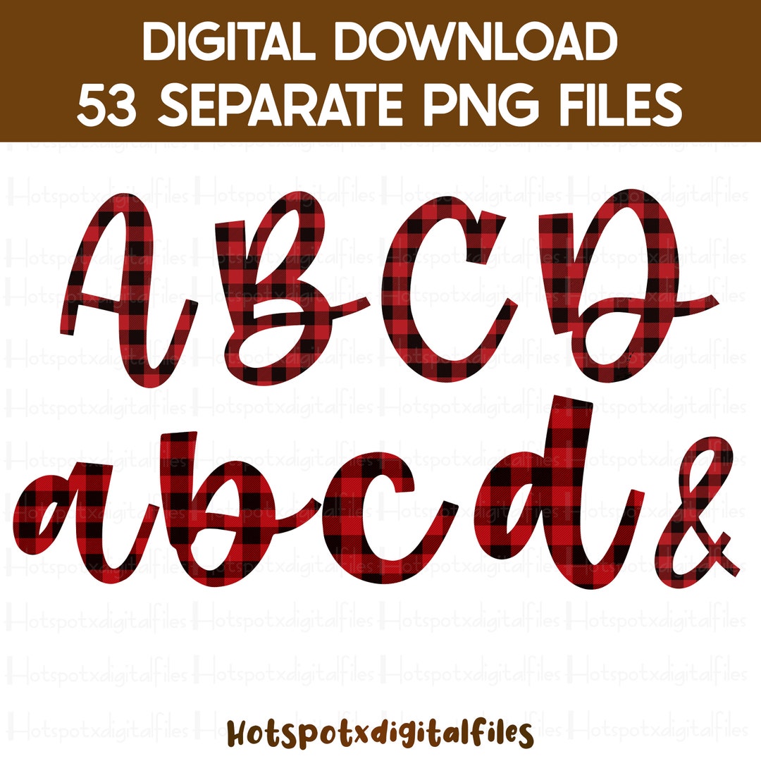 Capital and Small Letters With & Sign, Buffalo Plaids Alphabet Bundle ...