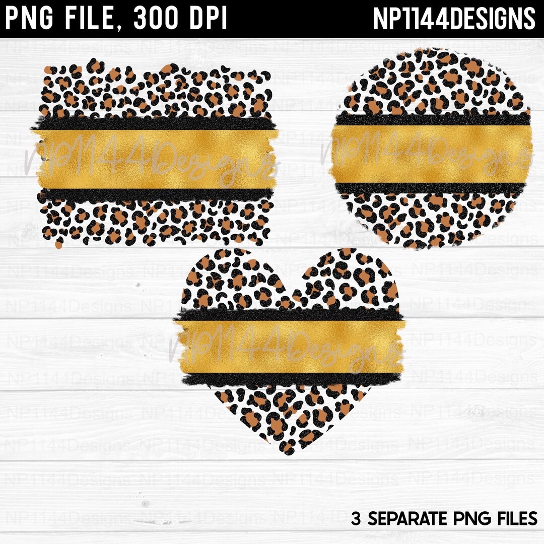 Leopard Print Background Bundle: Gold & Black Sublimation Elements ...