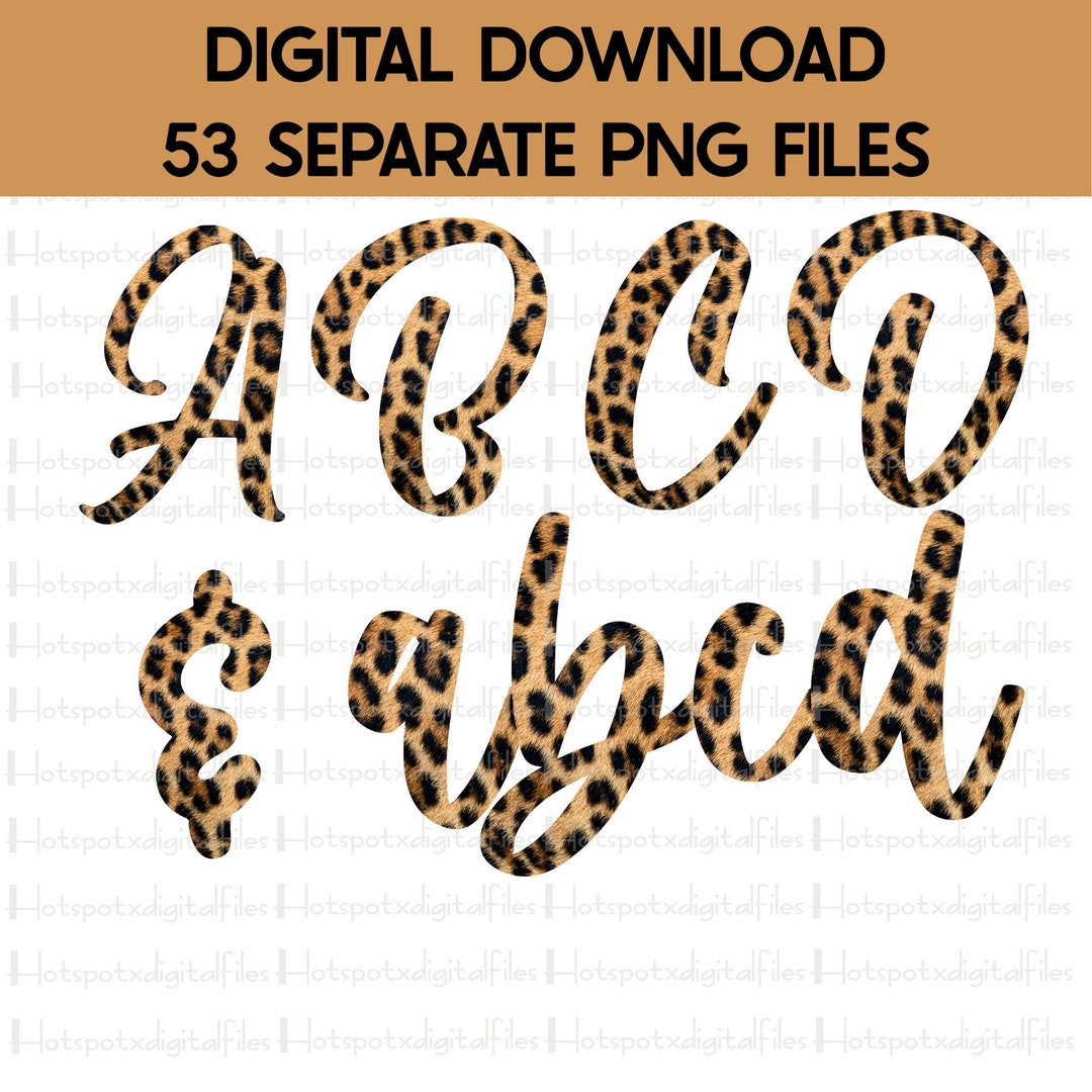 Cheetah Fur Cursive Alphabet: PNG Clipart Bundle (digital Download) - Etsy