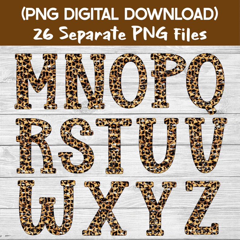 Distressed Cheetah Alphabet Bundle Sublimation PNG Designs | Etsy