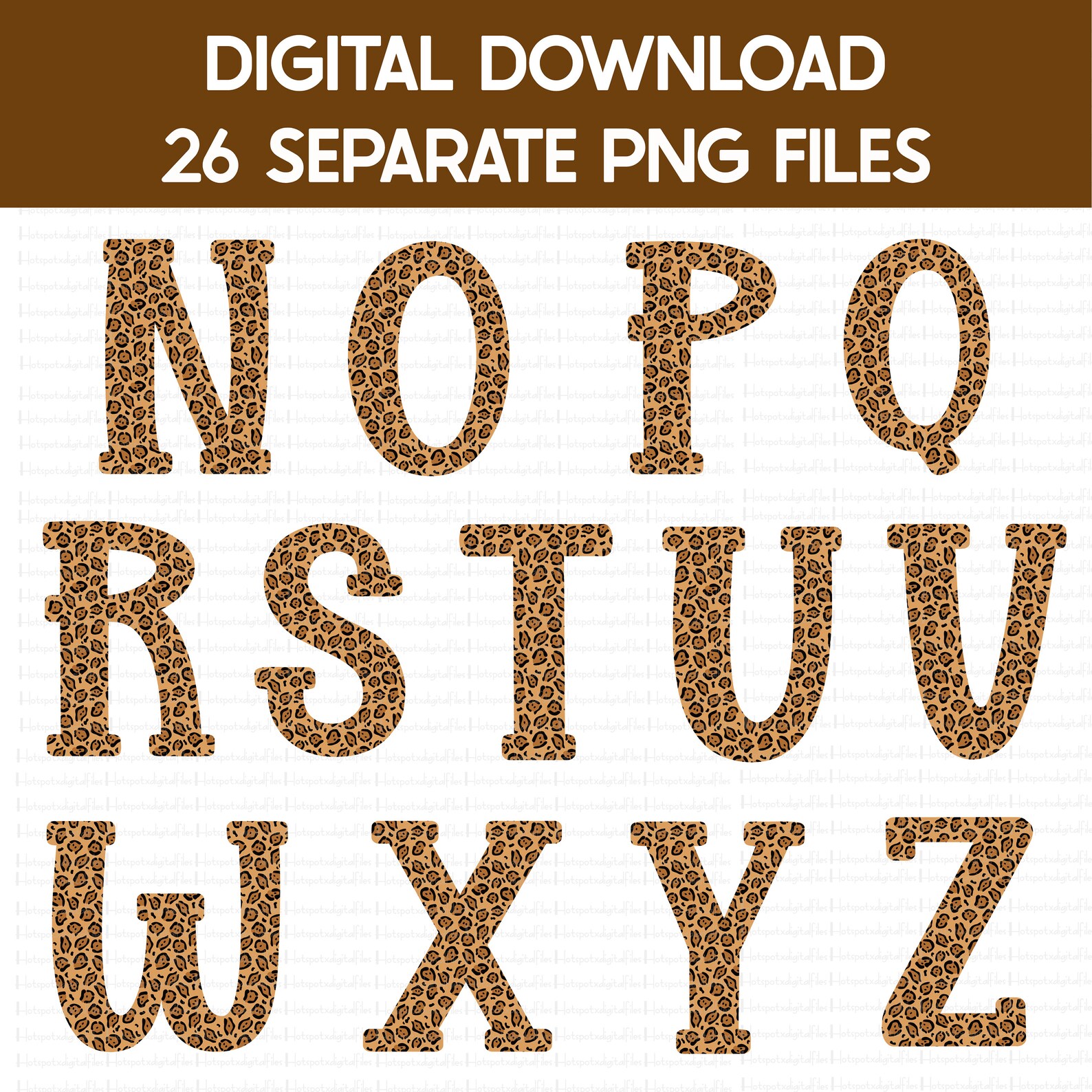 Leopard Print Alphabet Bundle Alphabet Capital Letters A-Z - Etsy