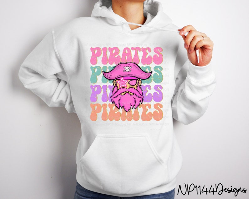 Pirates Preppy Mascot PNG: Pink School Mascot, Retro Sublimation Design ...