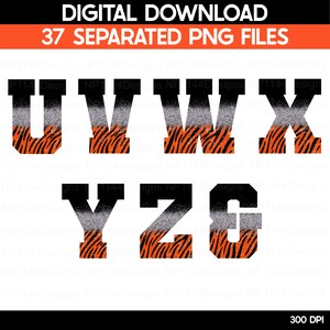 Half Tiger Print Alphabet Bundle PNG, Sublimation Elements, Glitter ...