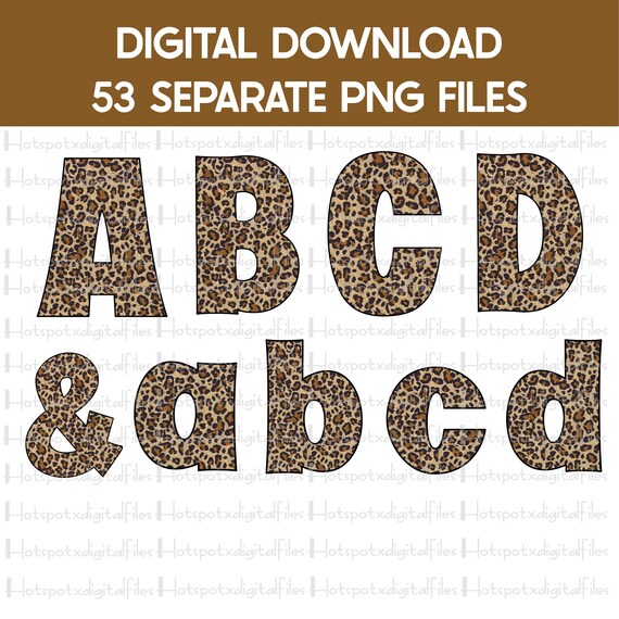 Leopard Letters PNG Capital and Small Letters With and Sign | Etsy