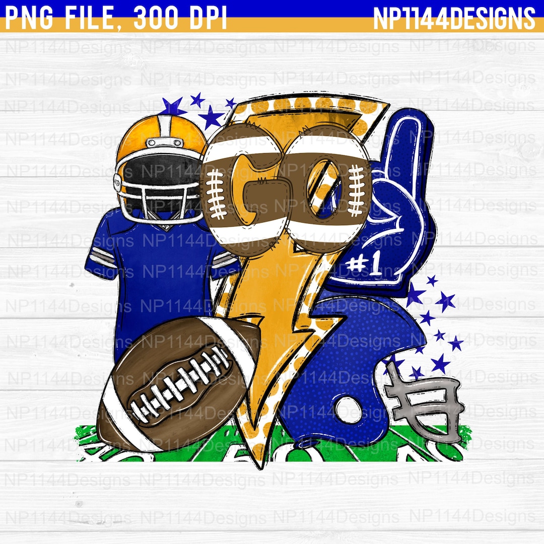 Blue & Gold Football Team Spirit PNG: Lightning Bolt Design (digital ...