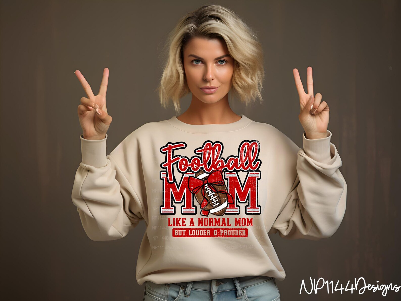 Football Mom PNG: Red Team Spirit, Distressed, Sublimation Design ...