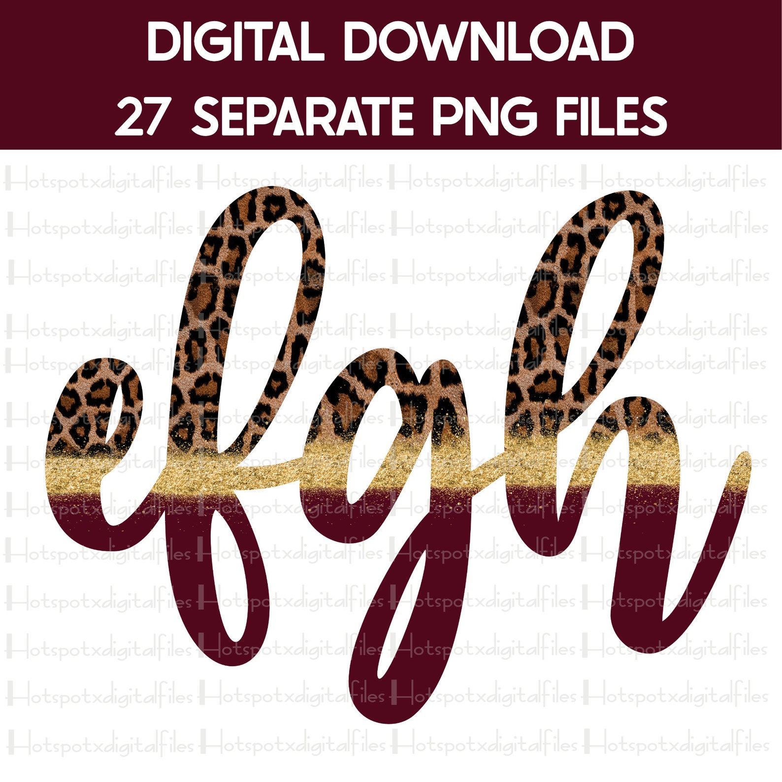 Dark Maroon Leopard Print Alphabet Bundle Sublimation PNG - Etsy