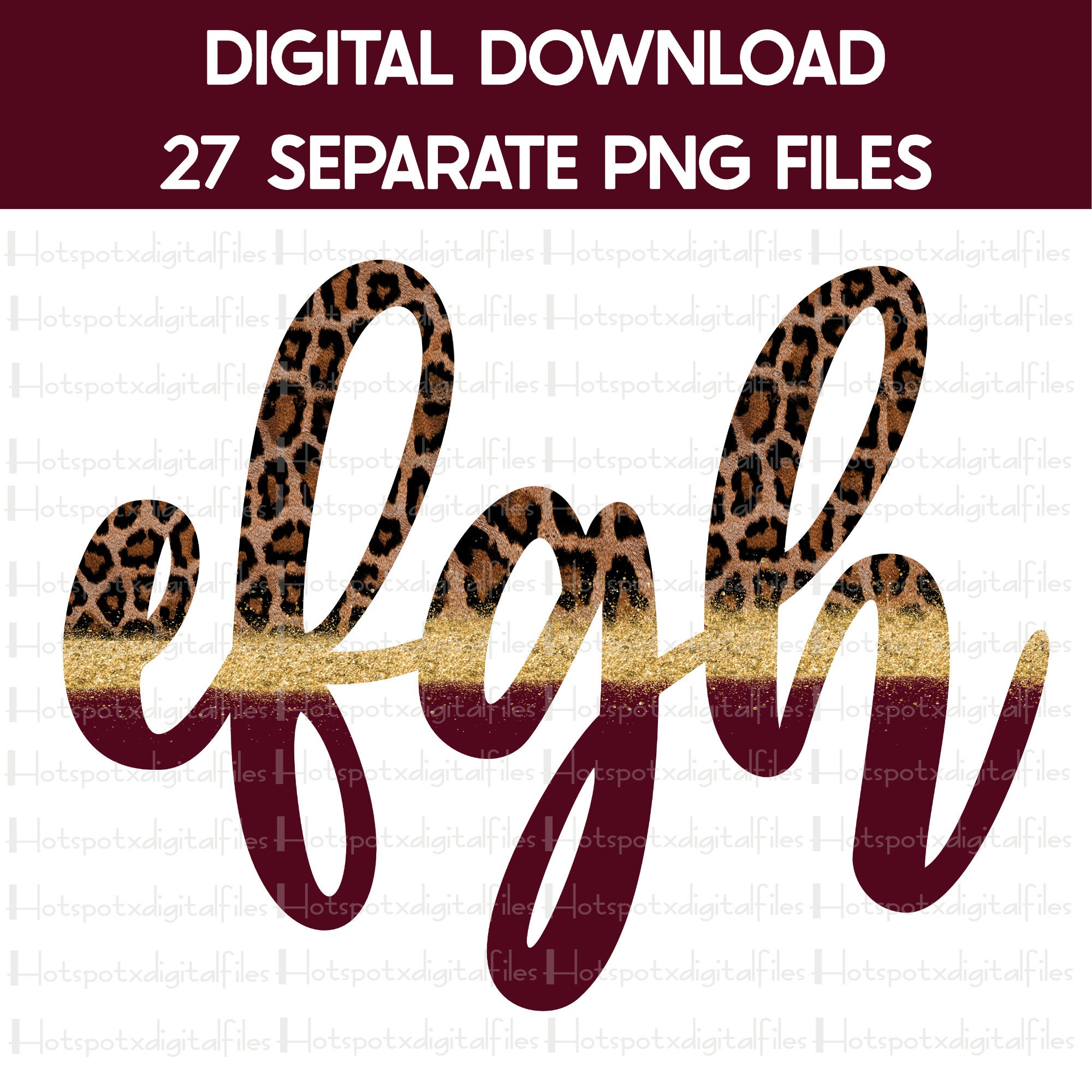 Dark Maroon Leopard Print Alphabet Bundle Sublimation PNG - Etsy