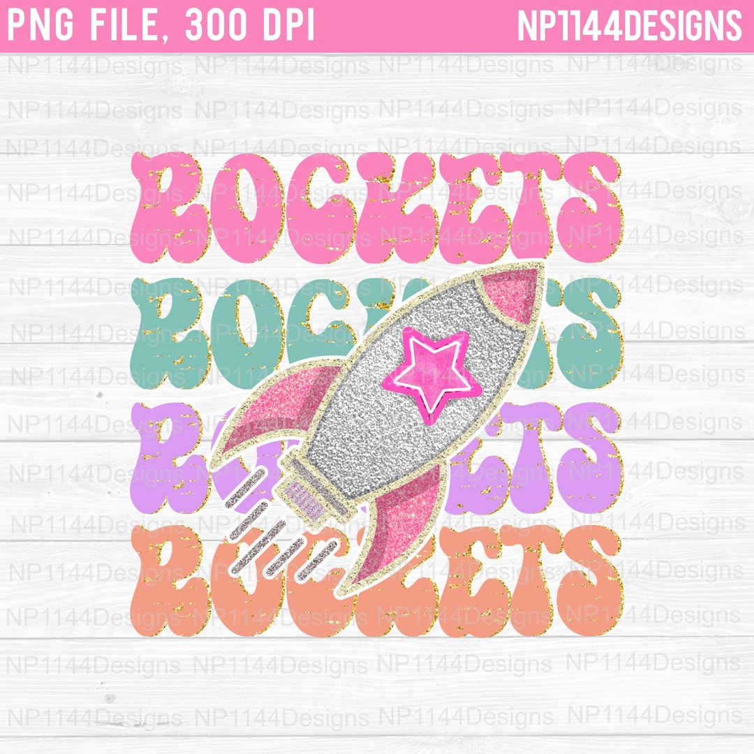Rockets Preppy Mascot PNG: Pink, School Mascot, Sublimation Design ...