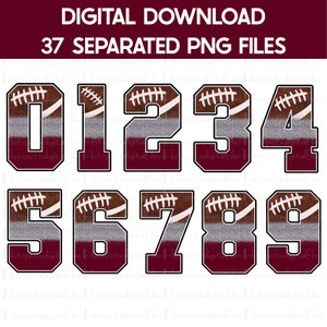 Football Maroon and Silver Glitter Alphabet Bundle PNG, Sublimation ...