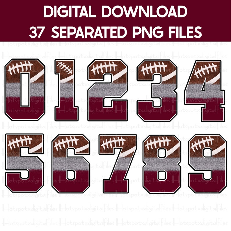 Football Alphabet Bundle PNG: Maroon Team Spirit, Varsity Letters and ...