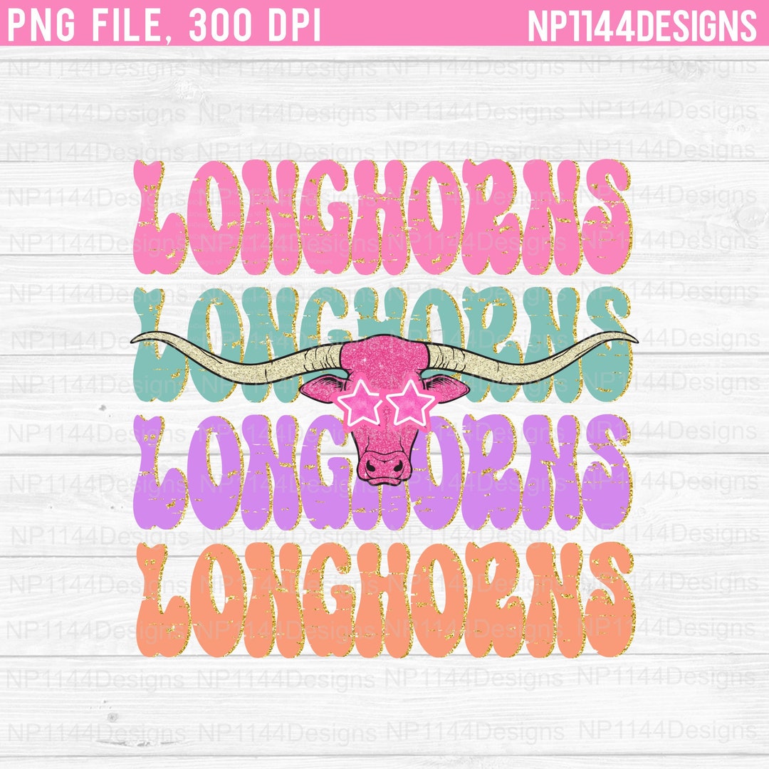 Longhorns Preppy Mascot PNG, Pink Mascot Sublimation Design, School ...