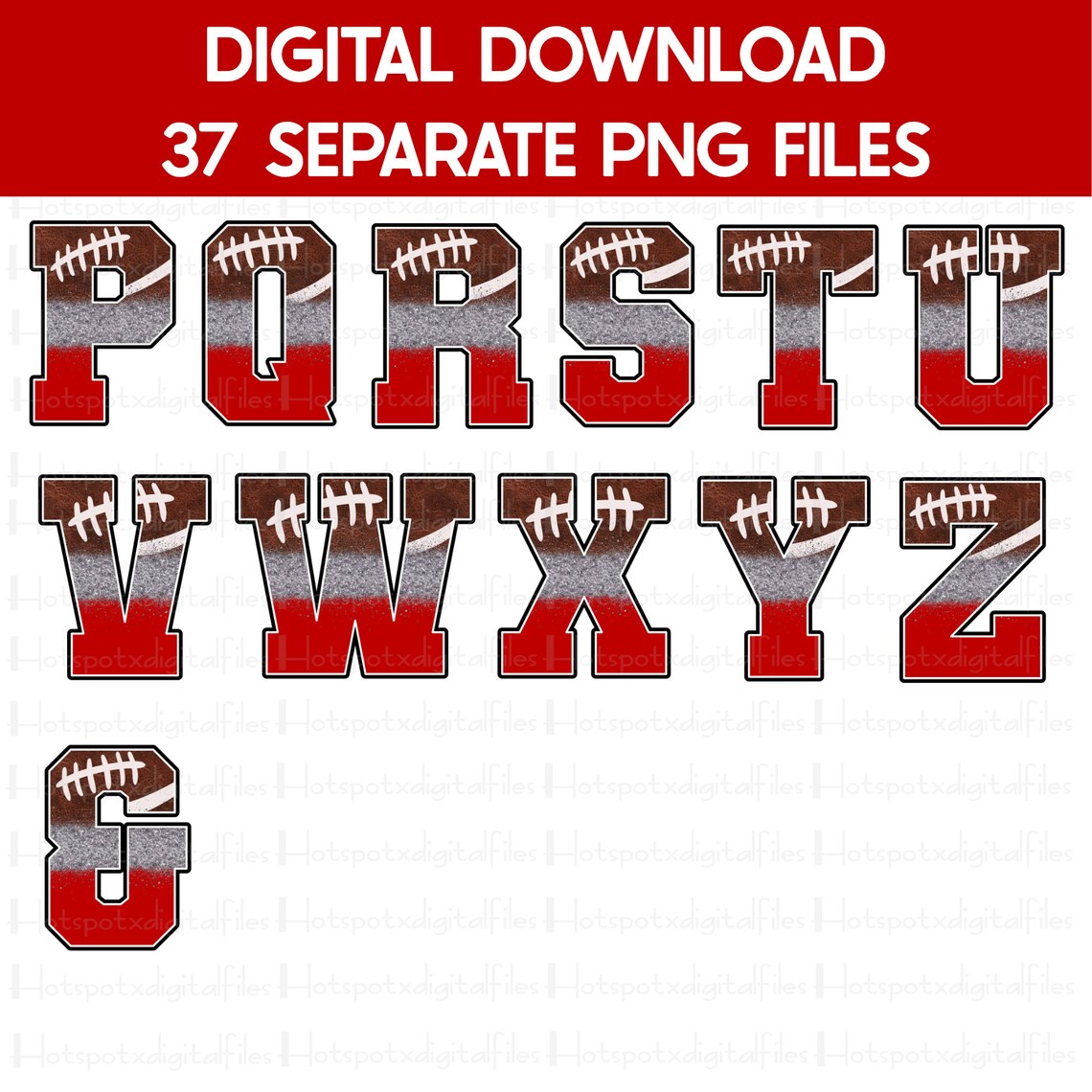 Football Red Alphabet Bundle PNG Football Team Colors - Etsy