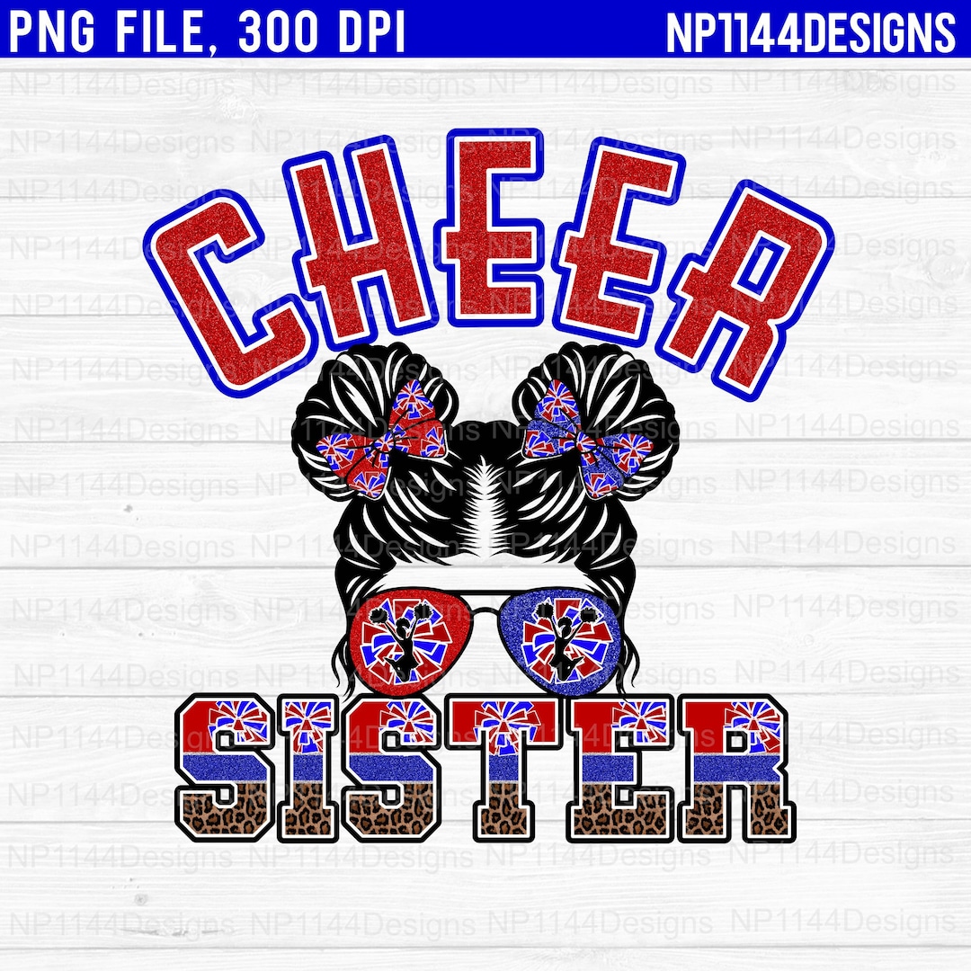 Cheer Sister PNG, Red and Blue Team Colors, Leopard Cheer Sublimation ...