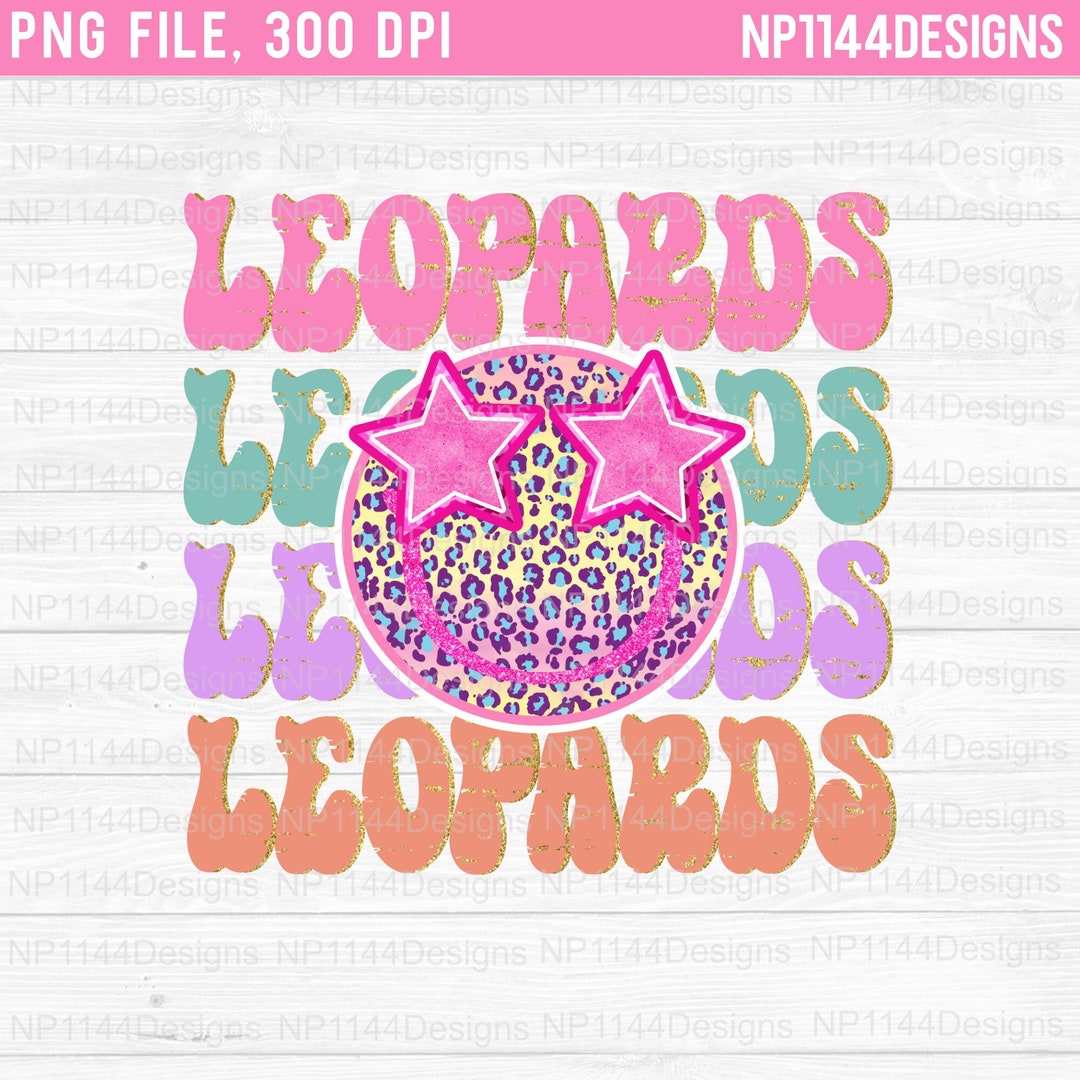 Leopards Preppy Mascot PNG, Pastel, Groovy, Pink Star Eyes, Leopard ...