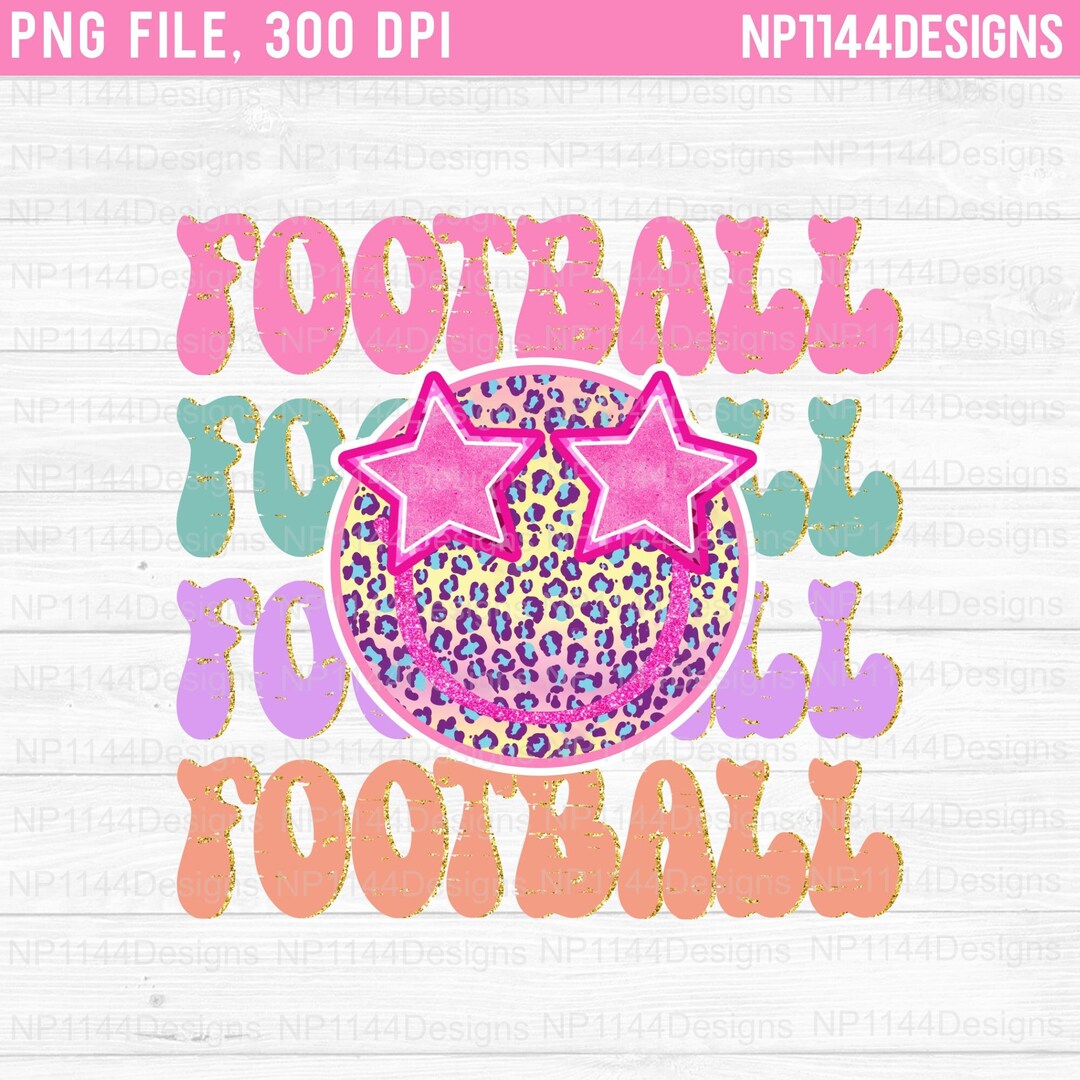 Football Preppy PNG Groovy Football Sublimation Design Pink - Etsy