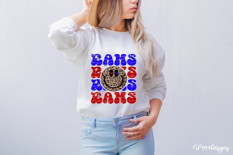 Rams School Mascot Stacked PNG Blue and Red Team Colors - Etsy